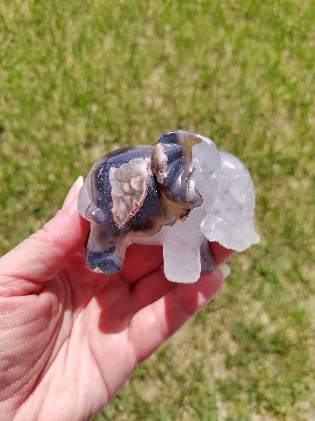 Volcano Agate Elephant Carving - Etsy