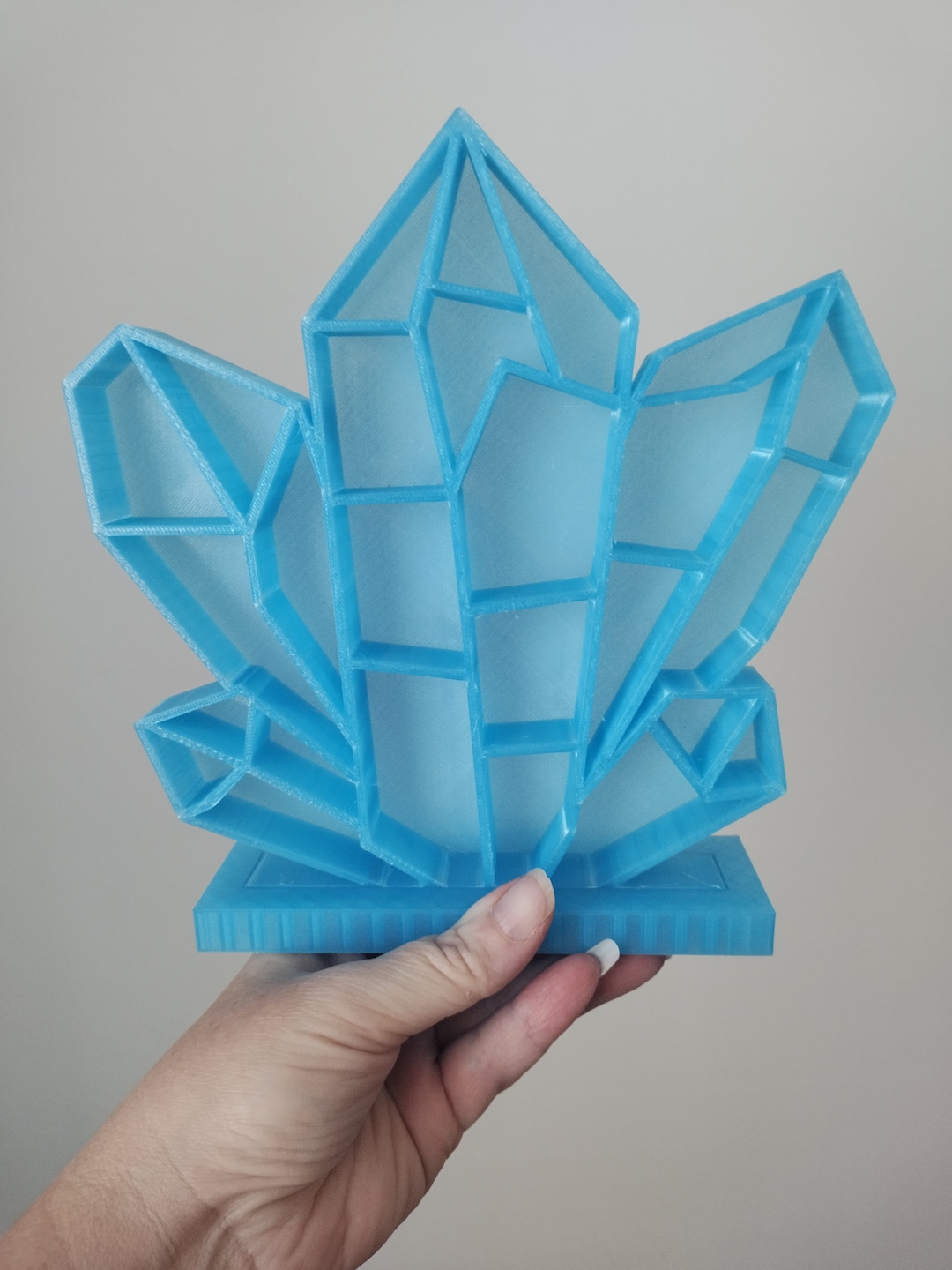 3D Printed Crystal Display Stand - Blue Glow in the Dark - Etsy