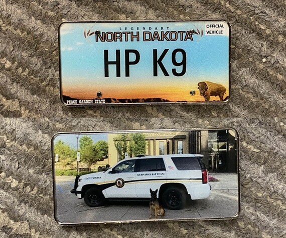 North Dakota K9 Highway Patrol License Plate Coin Challenge - Etsy