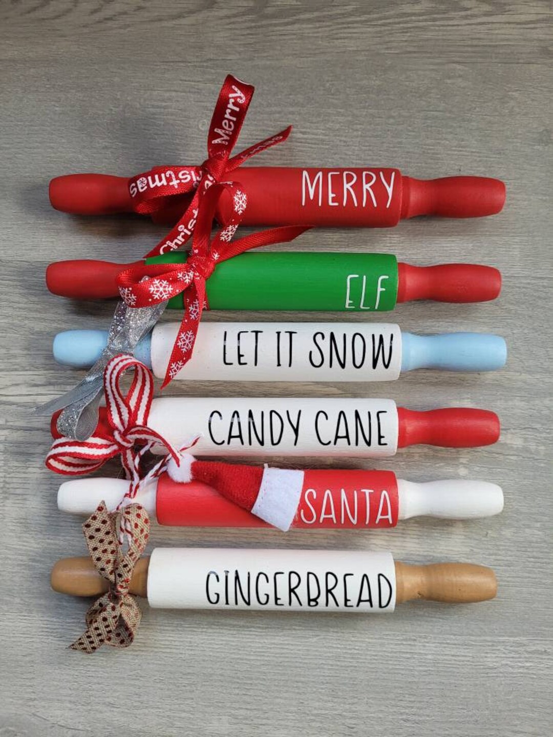 Christmas Mini Rolling Pins Winter Tiered Tray Decor farmhouse ...