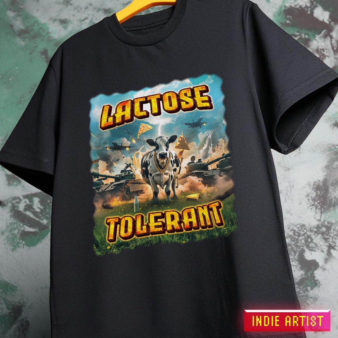 Lactose Tolerant T-shirt Tee Top Funny Meme Milk Cheese Diet Gym ...