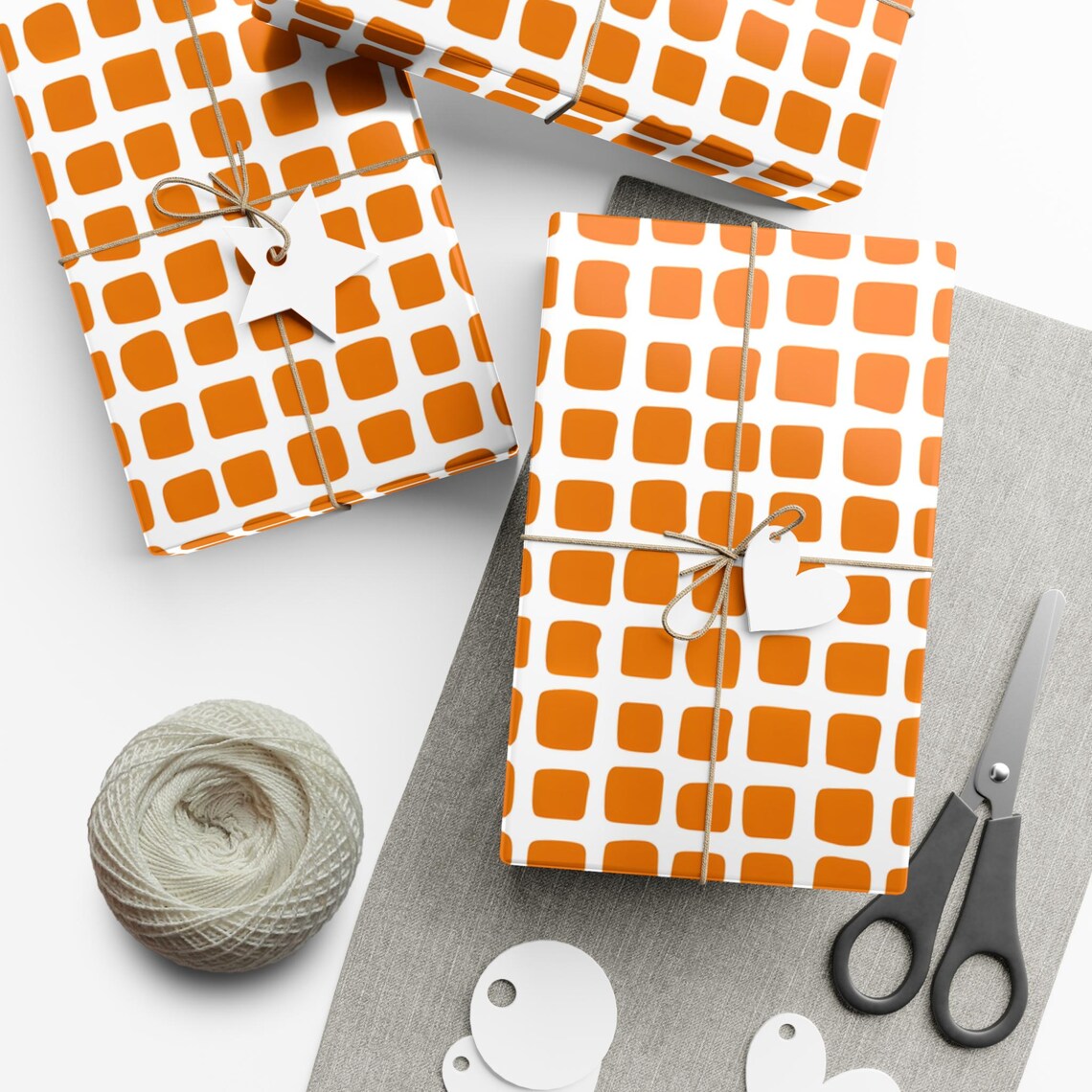 Minimalist Orange Square Wrapping Paper | Perfect for Spring Birthdays ...