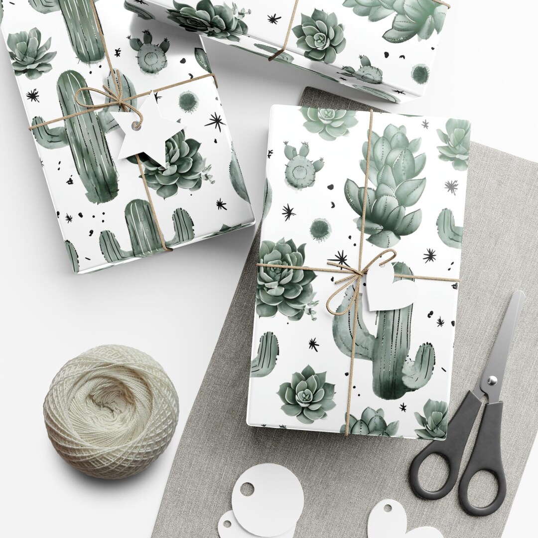 Soft Green Cacti and Succulents Desert Bloom Gift Wrapping Paper - Etsy