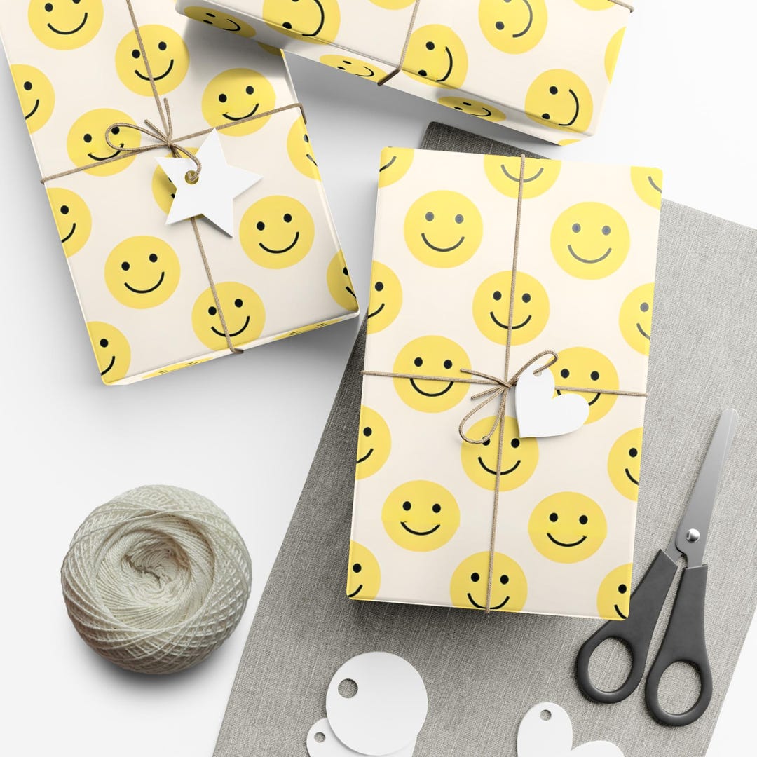 Yellow Smiley Face Wrapping Paper – Bright and Fun for Any Occasion! - Etsy