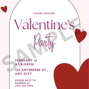 Editable Red and Pink Valentine's Day Party Invitation - Modern Design ...