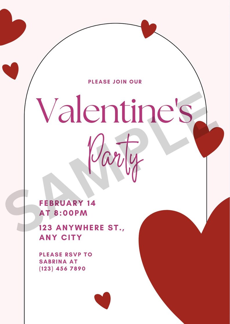 Editable Red and Pink Valentine's Day Party Invitation - Modern Design ...