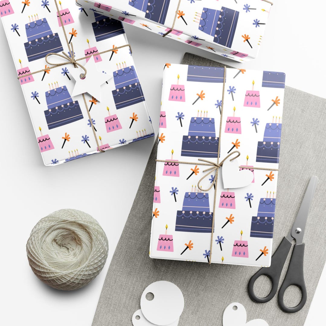 Whimsical Birthday Cake Gift Wrapping Paper: Party Celebration - Etsy