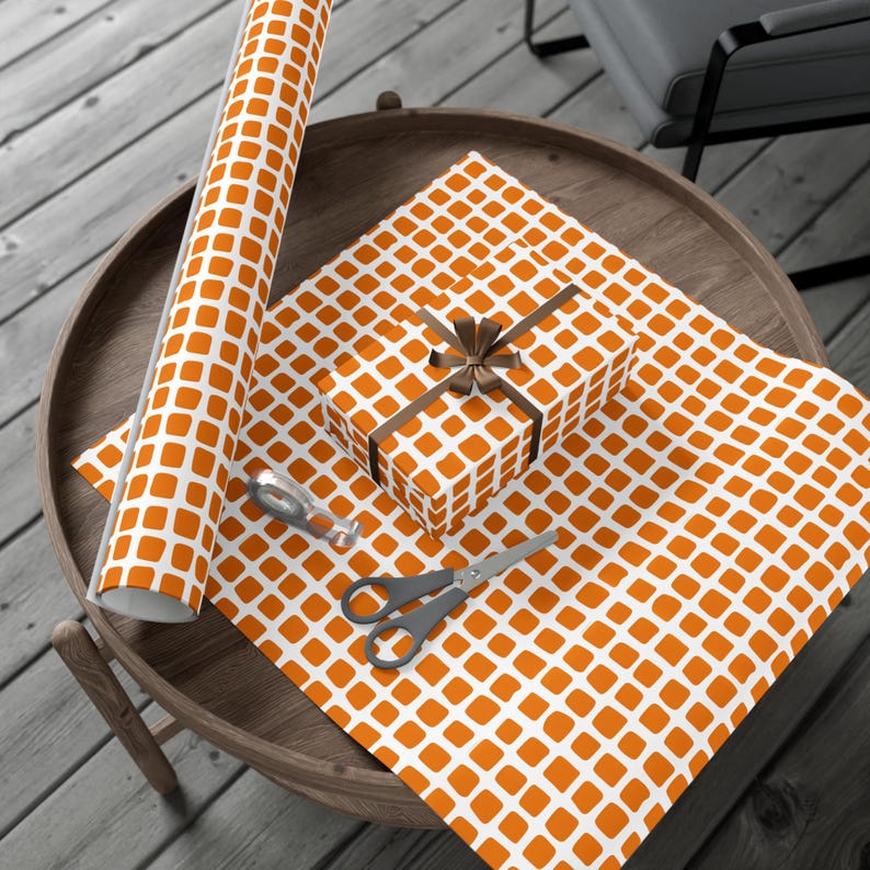 Minimalist Orange Square Wrapping Paper | Perfect for Spring Birthdays ...