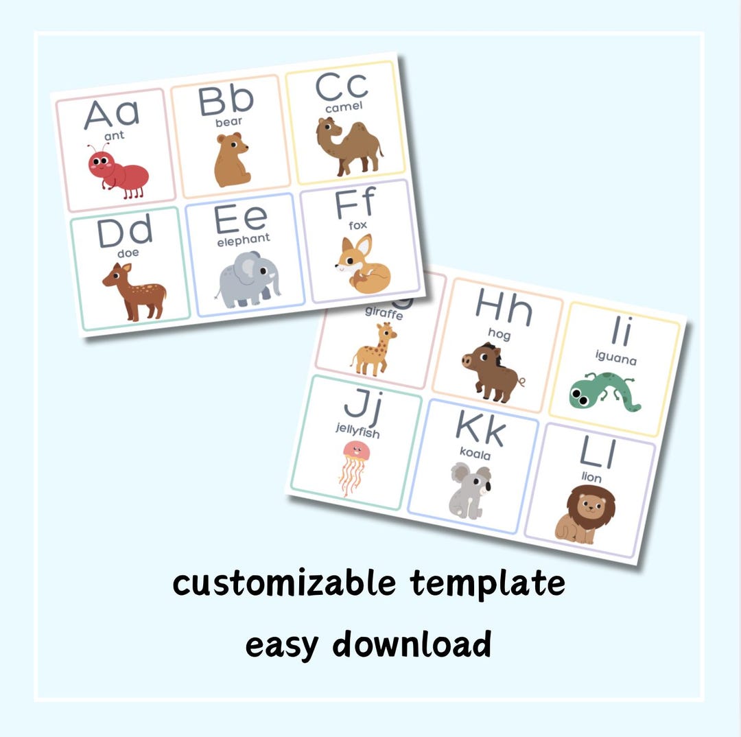 Animal Alphabet Flashcards - Ready to Print | Digital Download (fully ...