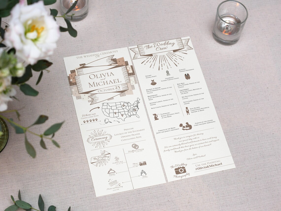 Wedding Infographic, Infographic Wedding Program Template for CANVA ...