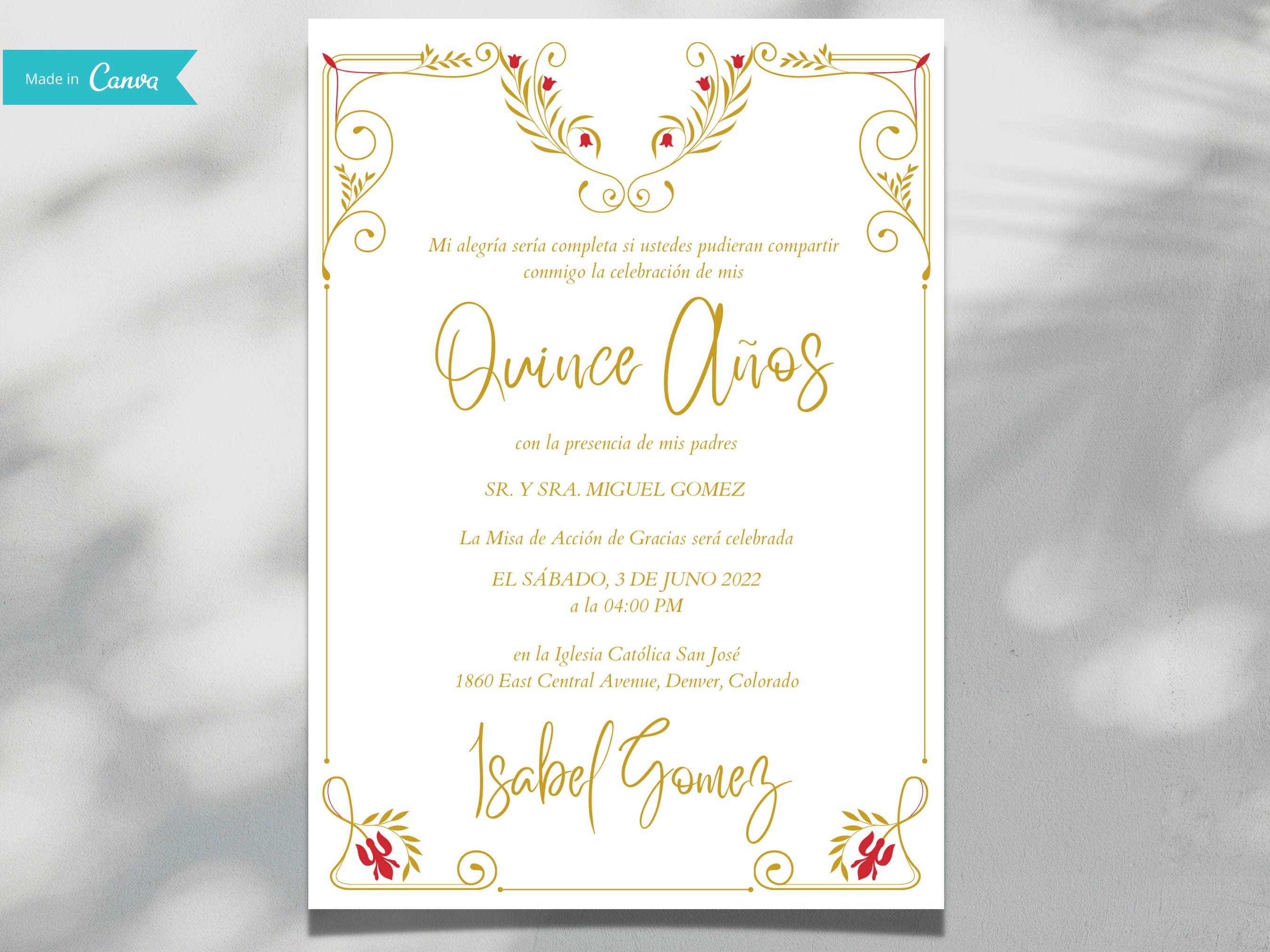 Quinceañera Party Invitation Template, Miss Quince Invite ,gold ...