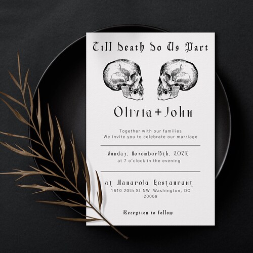 Skeleton Wedding Invitation Set Template Til Death Wedding - Etsy
