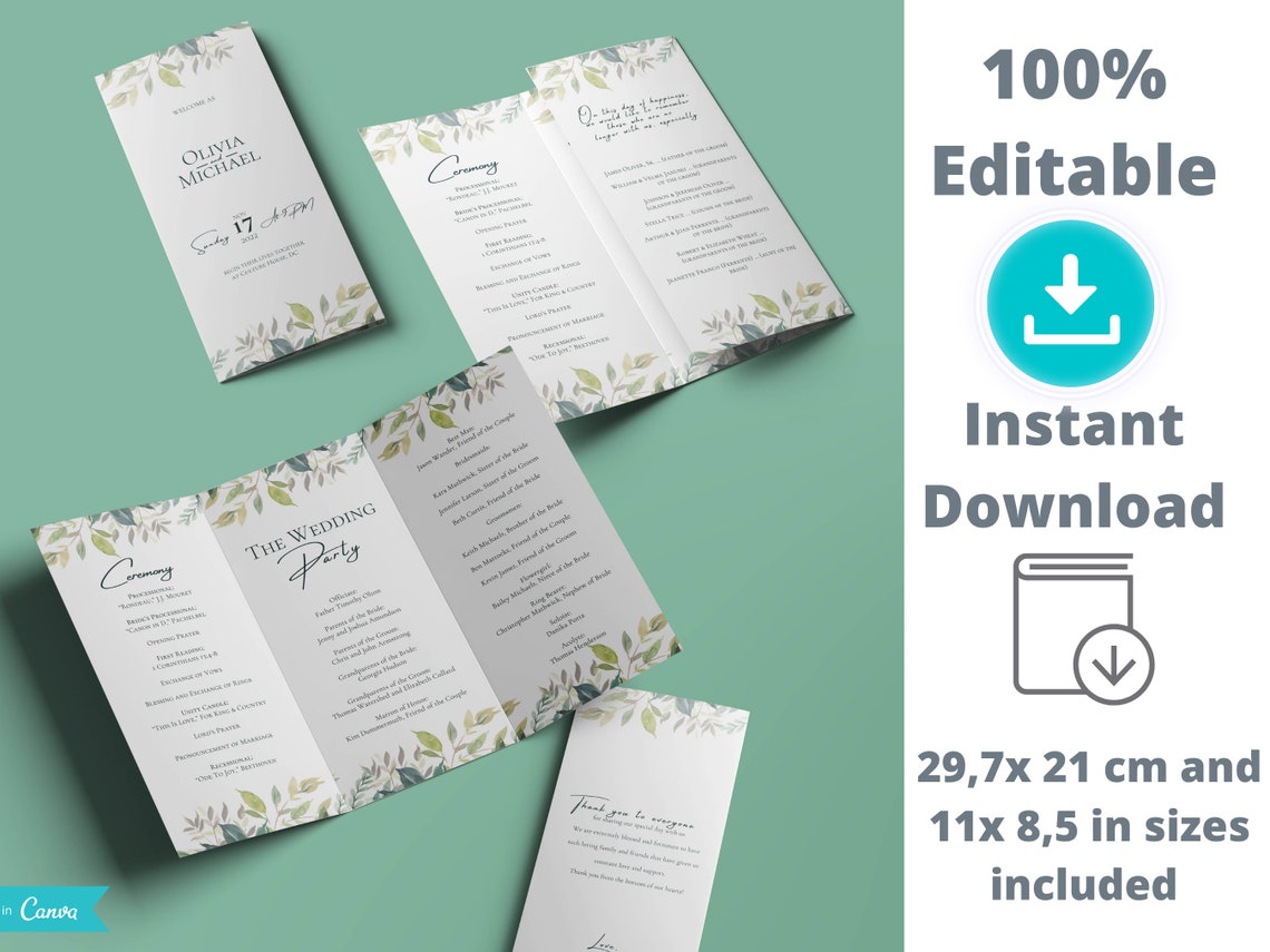 Trifold Program Template Download, Catholic Wedding Program Template ...