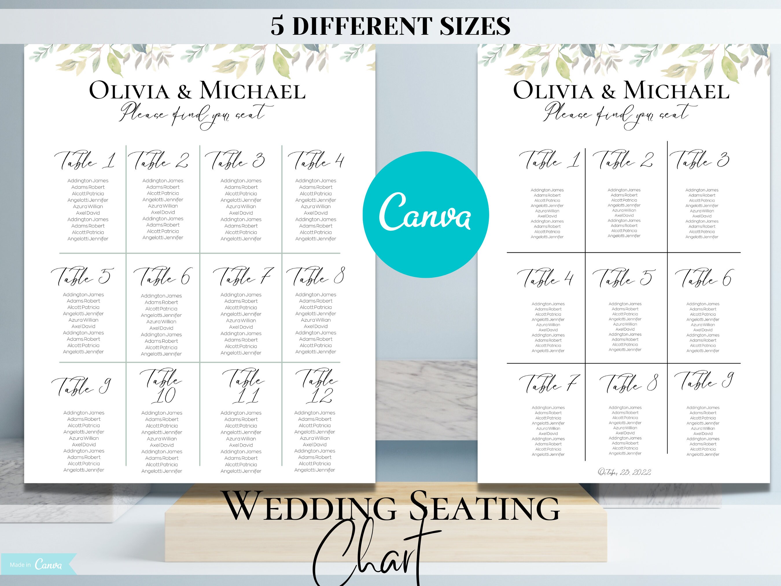 Seating Chart Sign Template, Elegant Guest Seating Chart Board ...