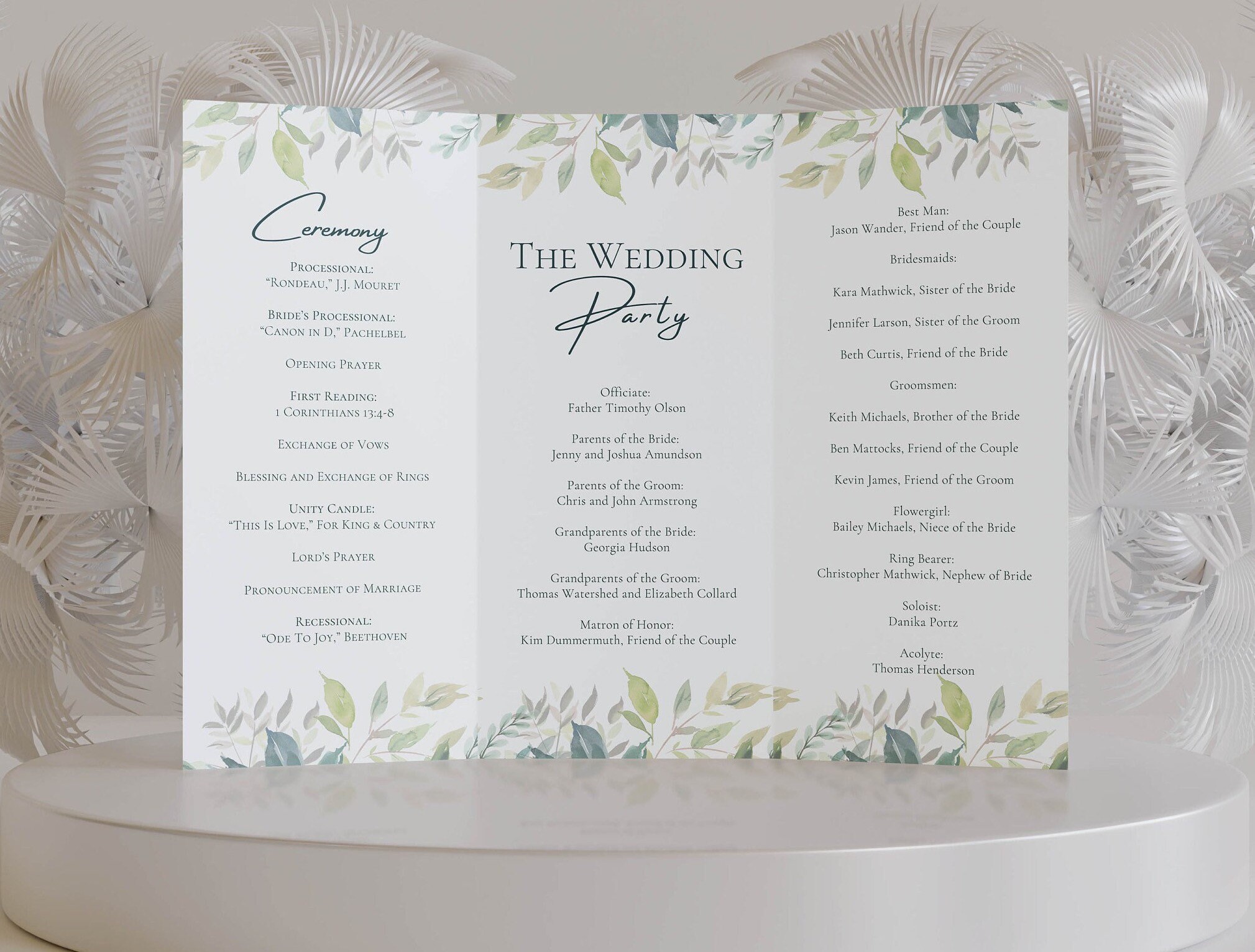 Tri Fold Wedding Ceremony Program Templates