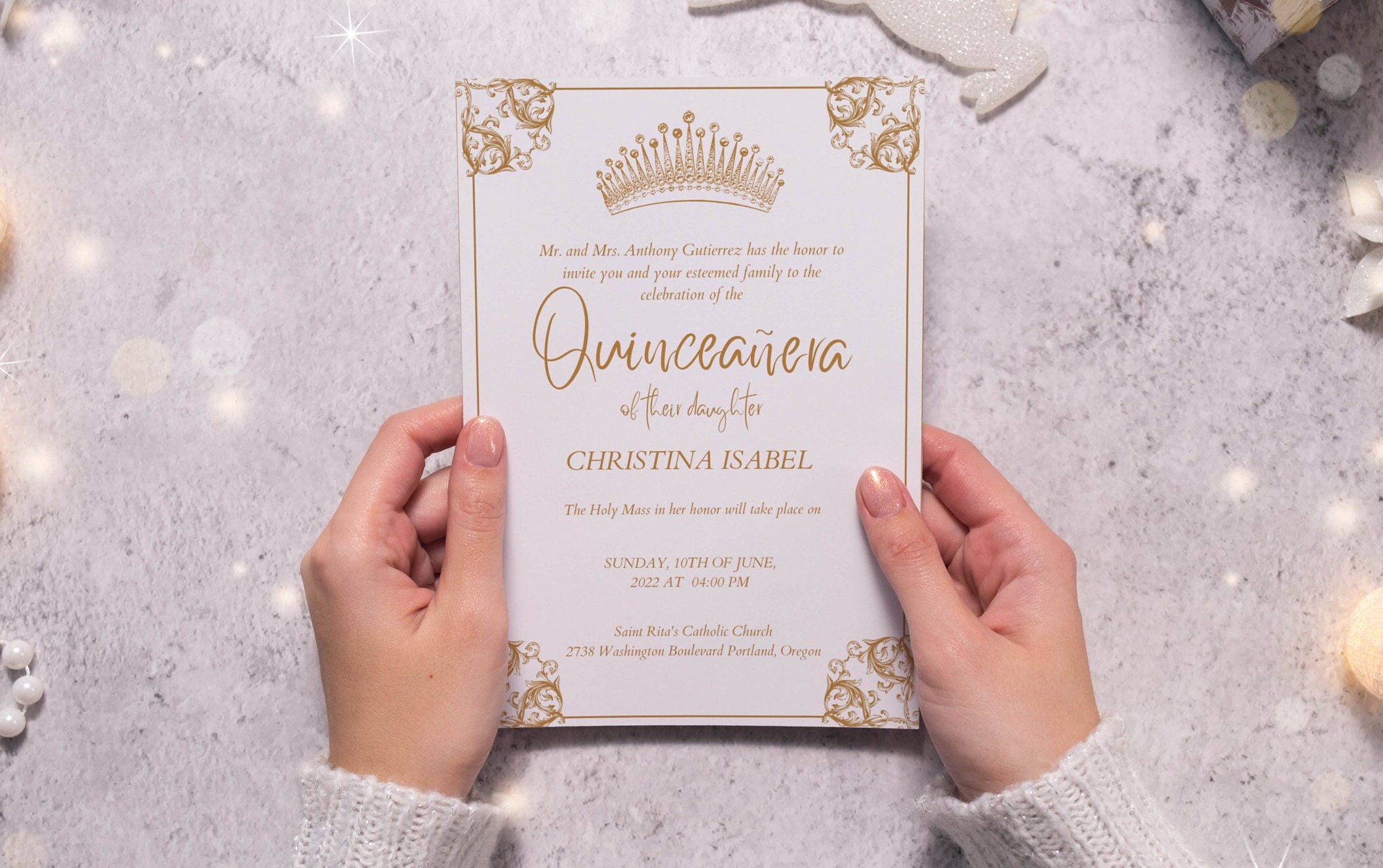 Rose Gold Quinceanera Invitation Template Mis Quince Mis - Etsy
