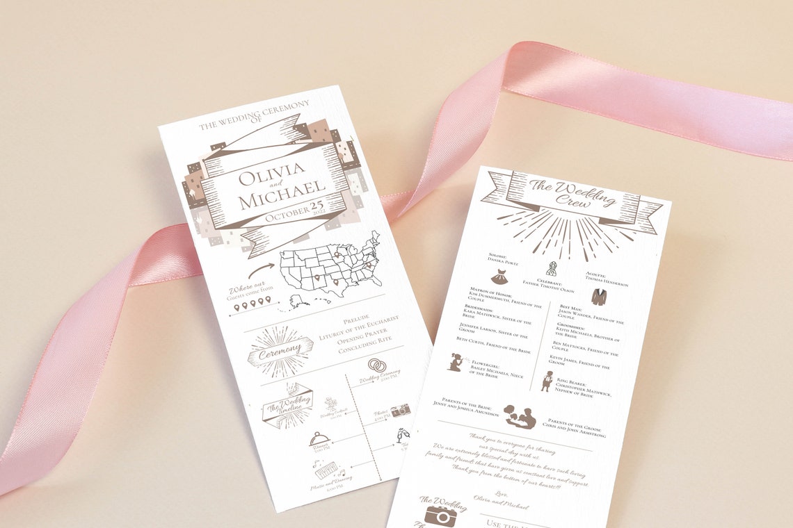 Wedding Infographic, Infographic Wedding Program Template for CANVA ...