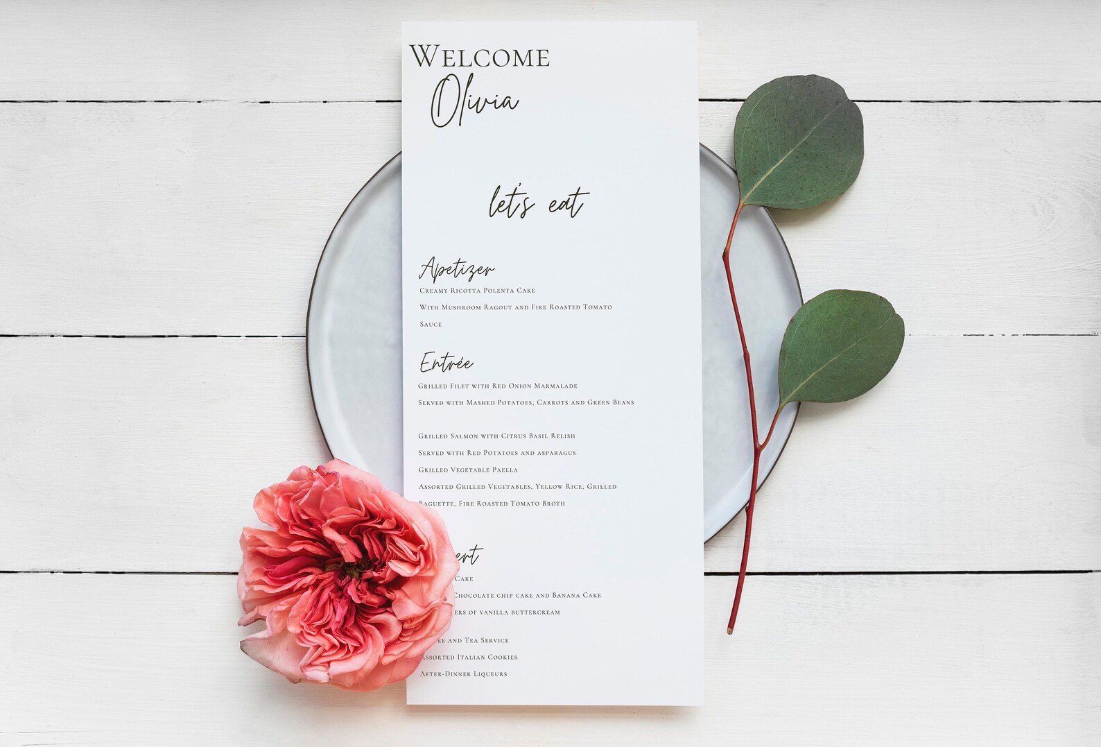Modern Wedding Menu Template With Guest Name Minimal Menu - Etsy