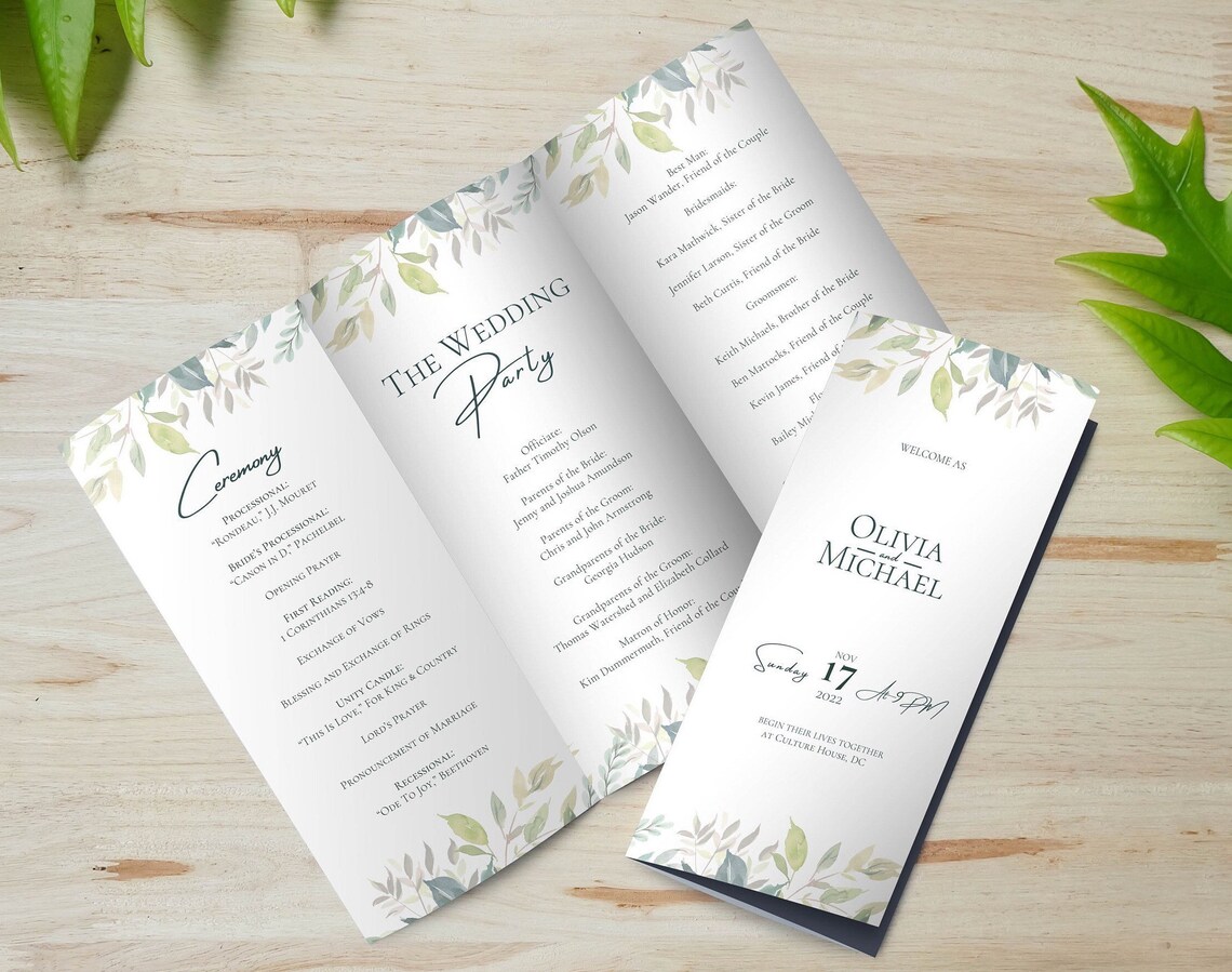 Trifold Program Template Download, Catholic Wedding Program Template ...