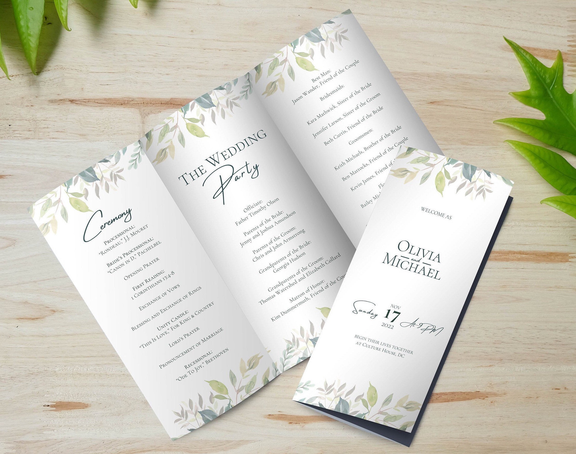 Trifold Program Template Download, Catholic Wedding Program Template ...