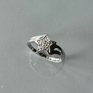 Sterling Silver Open Star Ring: CZ Accent Boho Band - Etsy
