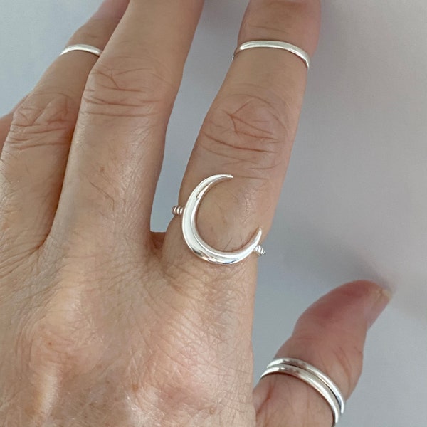 Silver Moon Ring - Etsy