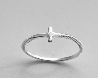 Sterling Silver Hearts and Cross Finger Ring - Etsy