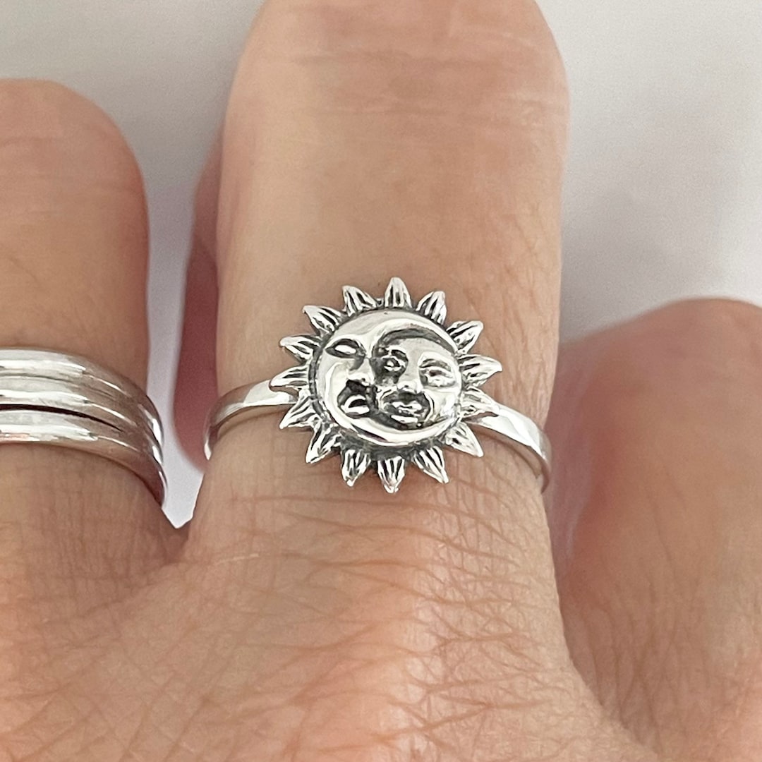 Sterling Silver Sun and Moon Ring, Silver Moon Ring, Silver Sun Ring ...