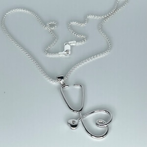 Sterling Silver Heart Stethoscope Pendant Necklace Nurse - Etsy