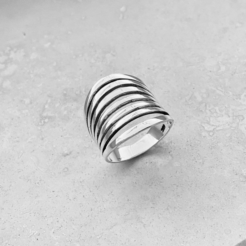 Wide Band Sterling Silver Statement Ring: Boho Wedding Jewelry - Etsy
