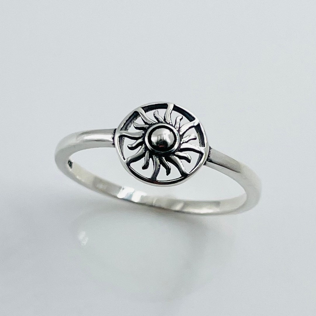 Sterling Silver Sun Ring, Crescent Sun Ring, Sun Face Ring, Love Ring ...