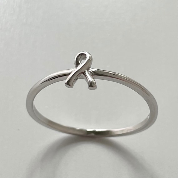 Sterling Silver Breast Cancer Ribbon Ring Cancer Survivor - Etsy