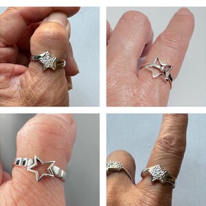 Sterling Silver Open Star Ring: CZ Accent Boho Band - Etsy
