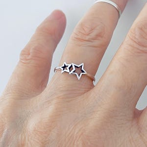 Sterling Silver Open Star Ring: CZ Accent Boho Band - Etsy