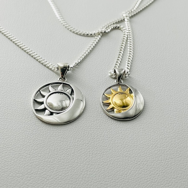 Gold Sun and Silver Moon Necklace - Etsy
