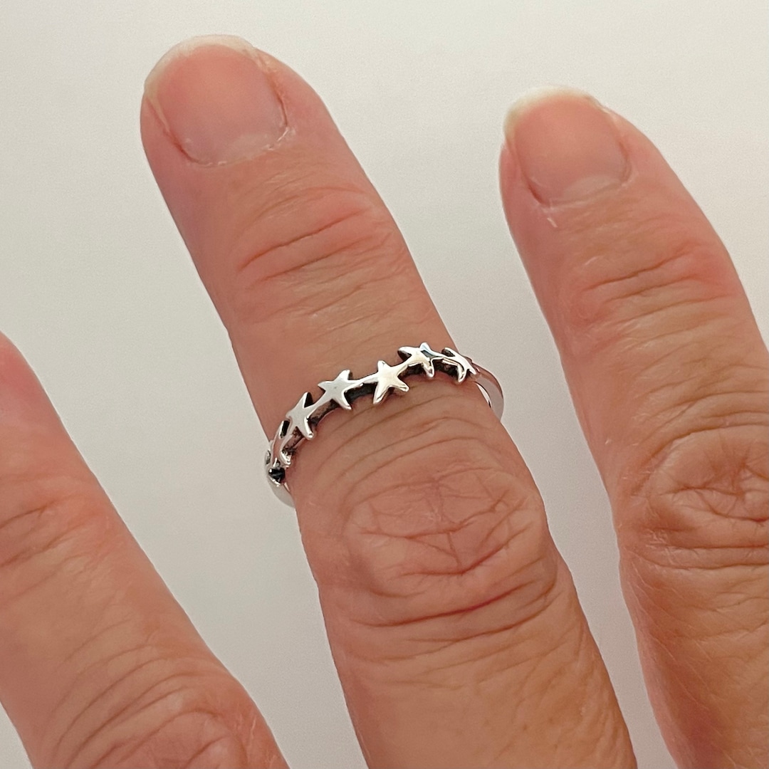 Sterling Silver Small Stars Rings, Sky Silver Ring, Tiny Stars Promise ...