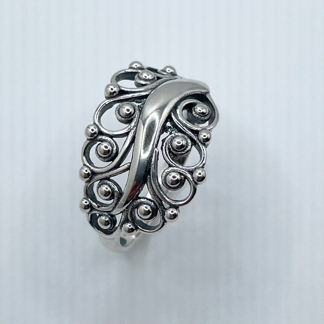 Large Swirl Leaf Sterling Silver Ring, Leaf Ring, Swirl Ring, Large ...