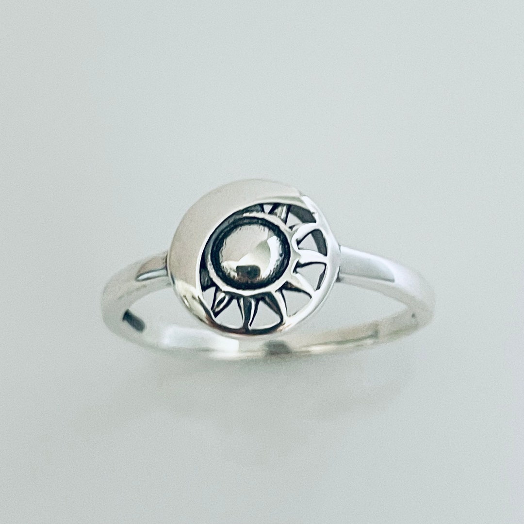 Sun and Moon Sterling Silver Ring, Silver Sun Ring, Moon Ring, Silver ...