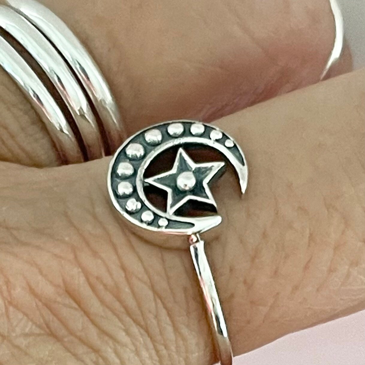 Sterling Silver Star & Moon Ring Silver Love Ring Star - Etsy UK