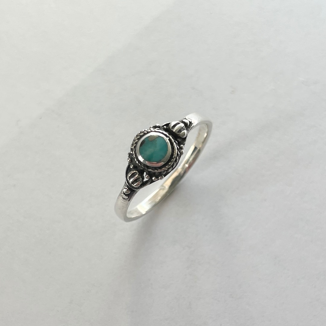 Sterling Silver Bali Turquoise Ring: Dainty Boho Style - Etsy