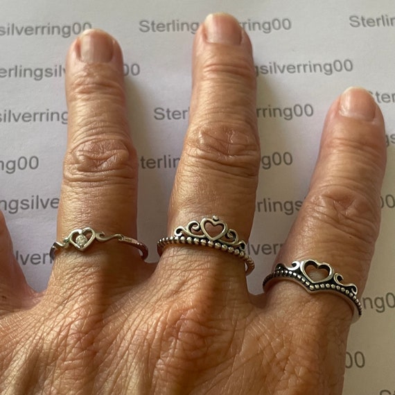 Sterling Silver Heart Ring Crown Heart Ring Side Swirls Beads Ring CZ Silver Heart Ring Crown Ring CZ Heart Ring Heart Promise Ring Etsy