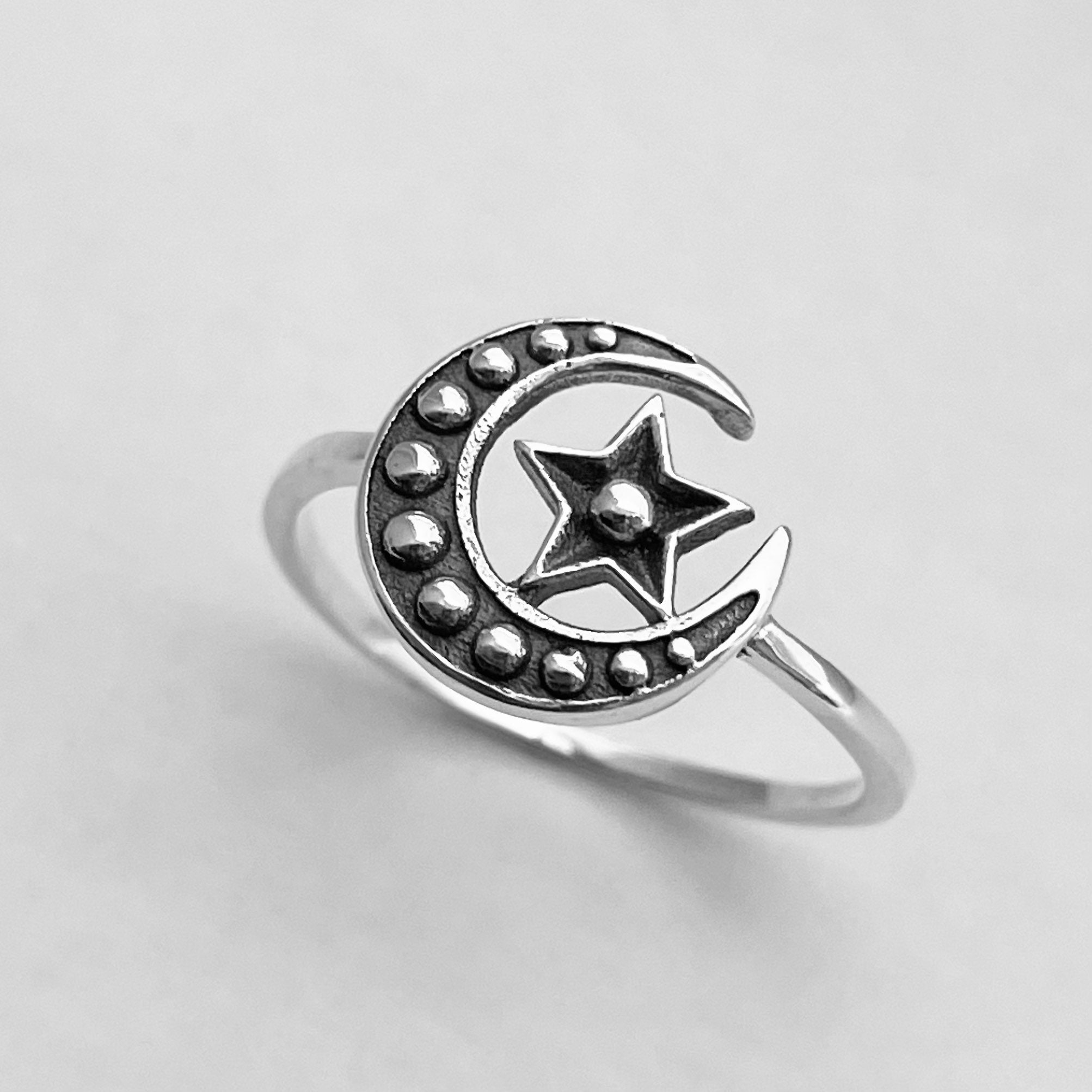 Sterling Silver Star & Moon Ring Silver Love Ring Star - Etsy UK