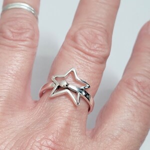 Sterling Silver Open Star Ring: CZ Accent Boho Band - Etsy