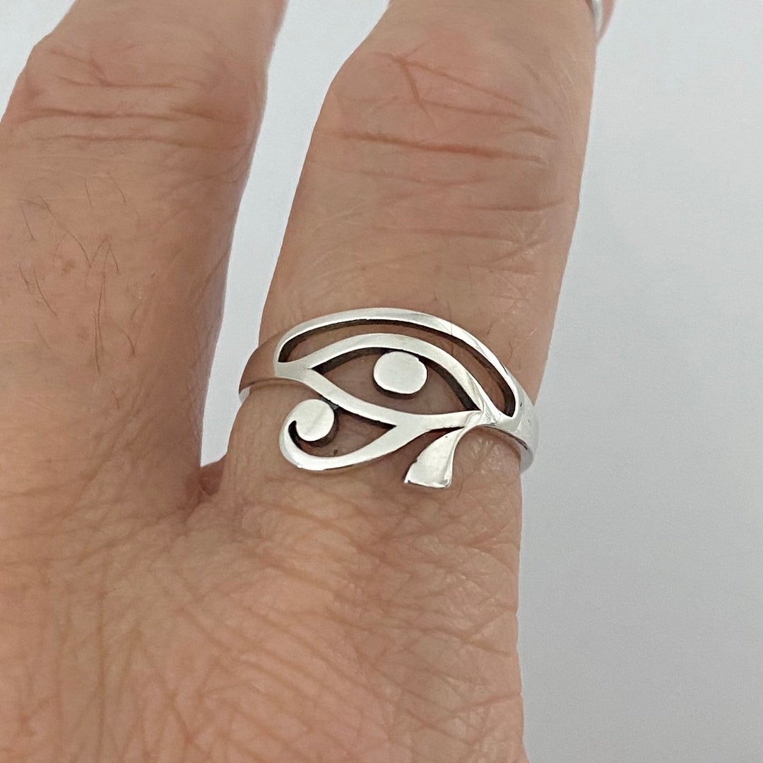 Sterling Silver Large Eye of Horus, Ra Eye, Religious Ring, Protection ...