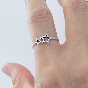 Sterling Silver Open Star Ring: CZ Accent Boho Band - Etsy