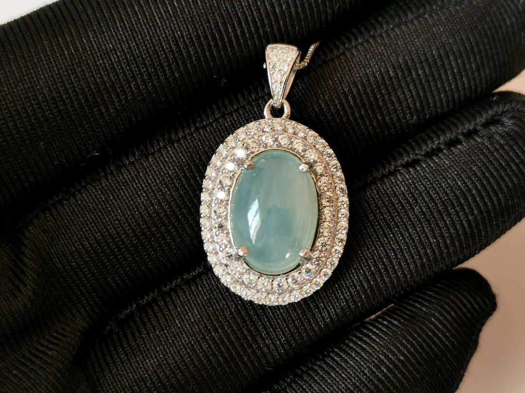 Burma Natural Glazed Clear Green Jadeite Pendant | Type A Untreated | S925 Silver - Etsy