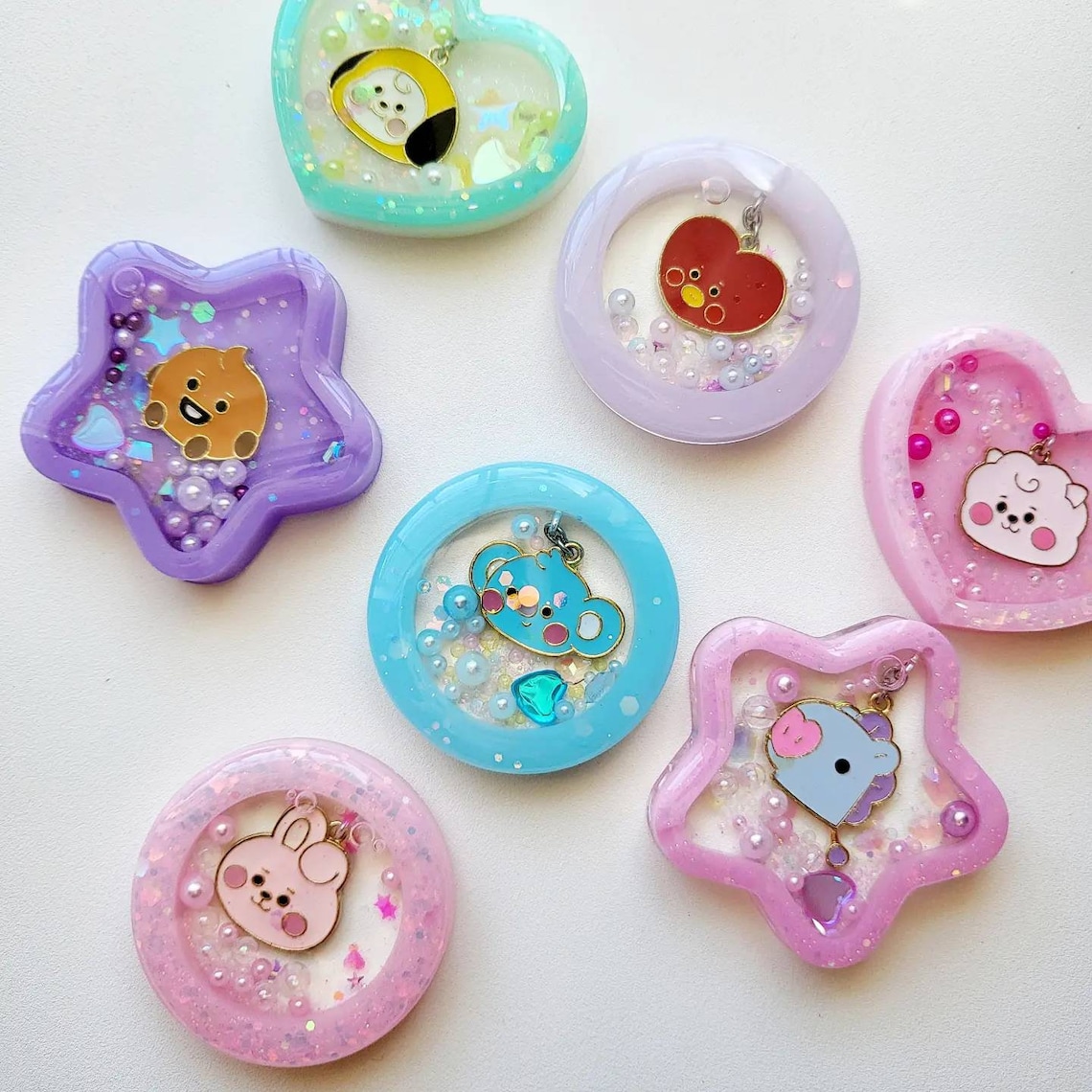 Kawaii Character Resin Water Shaker Keychain Charm Phone - Etsy