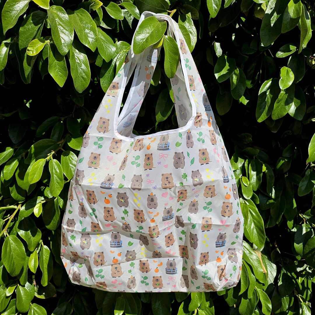 Capybara Wombat Quokka Reusable Grocery Tote Bag Foldable - Etsy