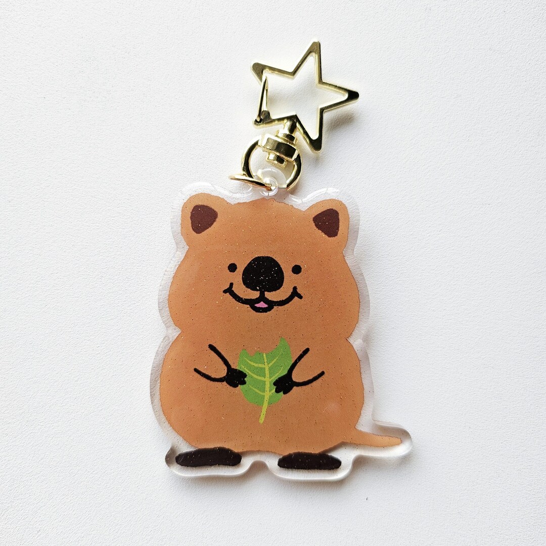 Quokka Acrylic Epoxy Glitter Keychain - Etsy