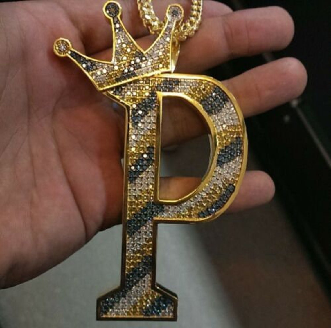 Men's Initial Letter p' With Crown Pendant in - Etsy